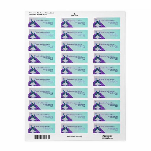 Purple and Teal Vintage Peacocks Wedding Label | Zazzle