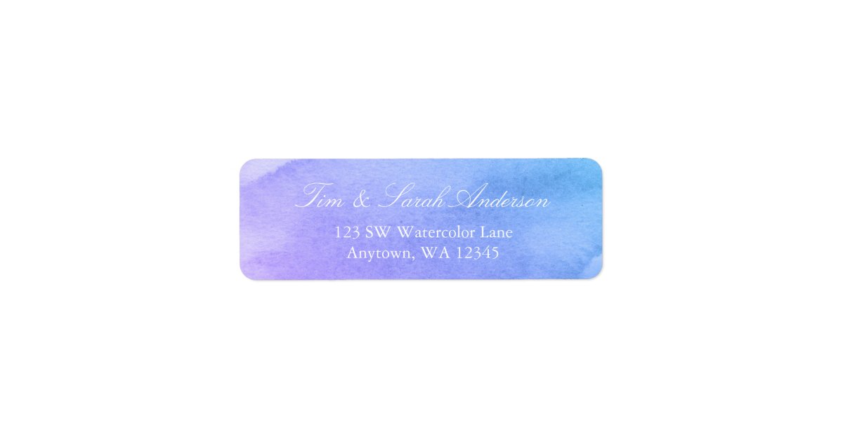 Purple and Teal Watercolor Return Address Label | Zazzle