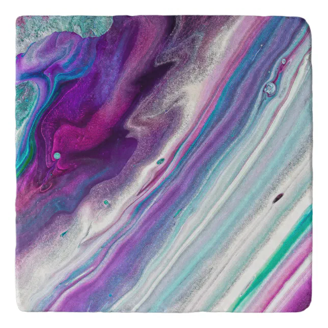 Purple and Turquoise Colorful Modern Abstract Trivet | Zazzle