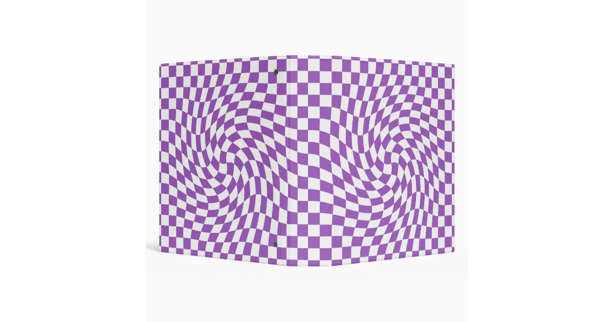 Purple and White Checkered Checkerboard Pattern 3 Ring Binder | Zazzle