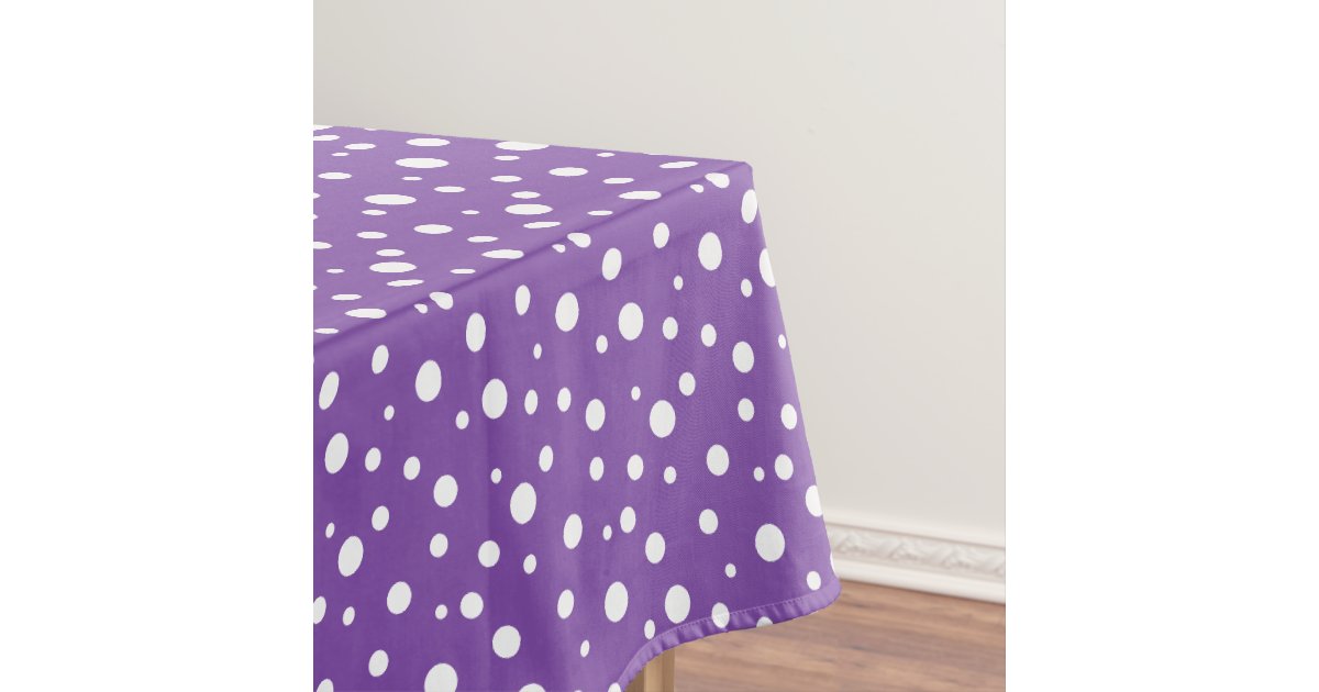 Purple and White Polka Dots Tablecloth | Zazzle