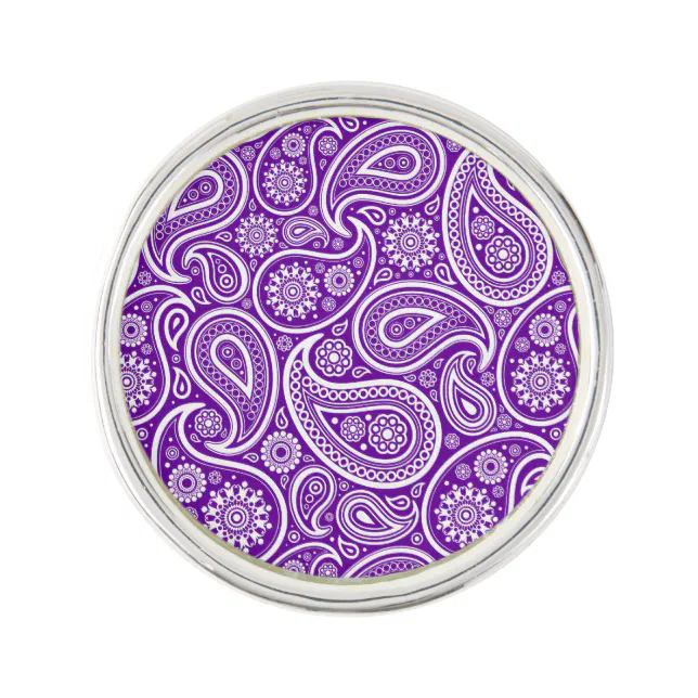 Purple And White Vintage Paisley Pattern Pin | Zazzle