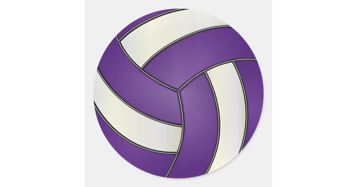 Purple and White Volleyball Classic Round Sticker | Zazzle
