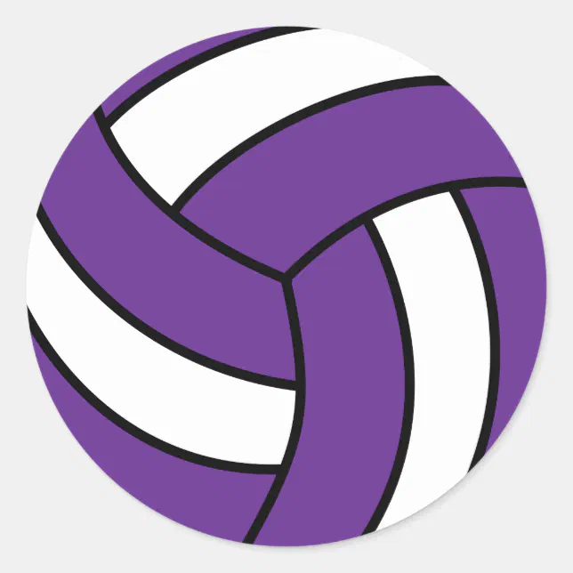 Purple and White Volleyball Classic Round Sticker | Zazzle