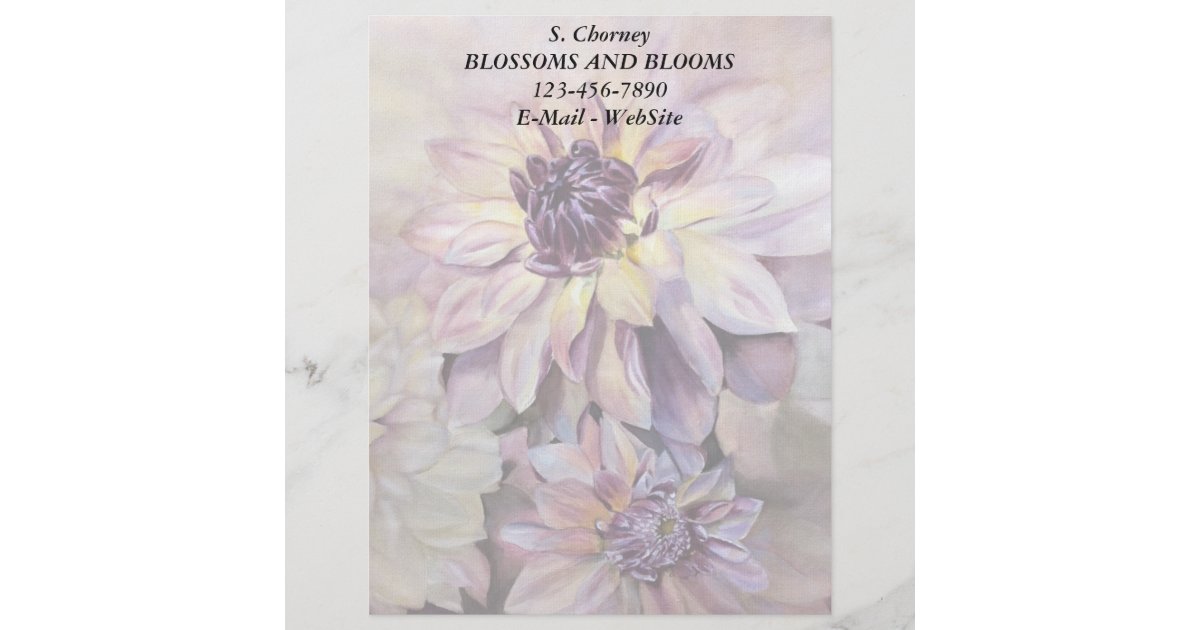 PURPLE AND YELLOW DAHLIAS CUSTOMIZABLE LETTERHEAD | Zazzle
