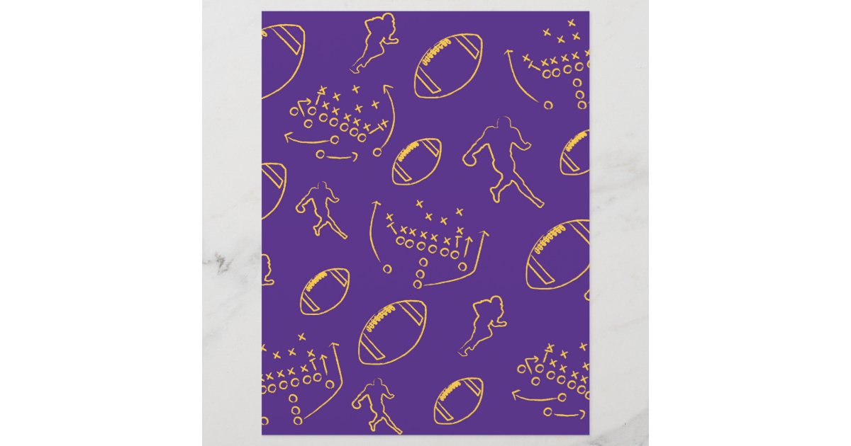 Purple and Yellow Football Pattern Scrapbook Paper | Zazzle