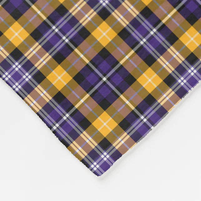 Purple and Yellow Gold Sporty Plaid Fleece Blanket | Zazzle