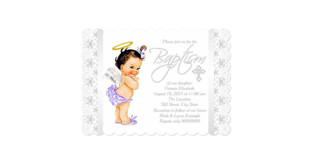 Purple Angel Baptism Invitation | Zazzle.com