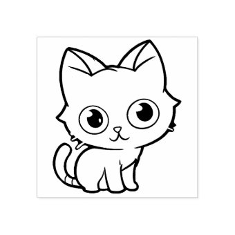 Purple Anime Cat Vector Art Rubber Stamp | Zazzle
