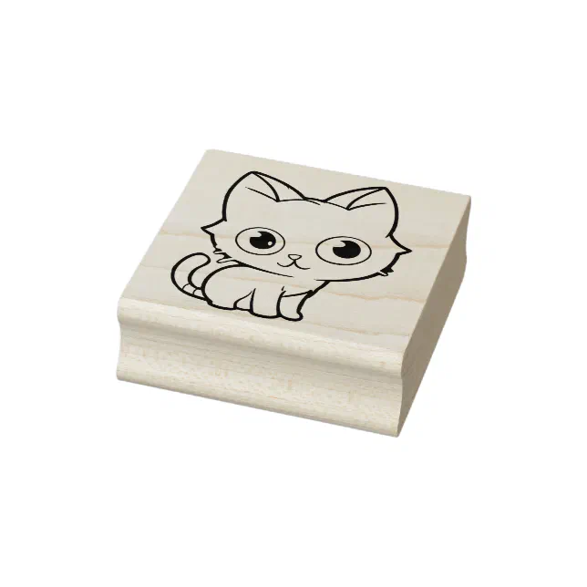 Purple Anime Cat Vector Art Rubber Stamp | Zazzle
