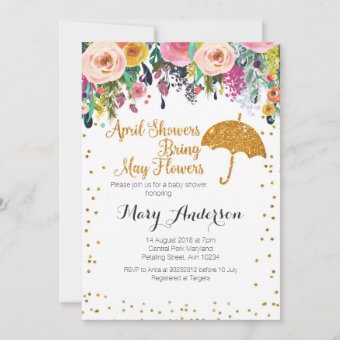 Purple April Showers Baby Shower Invitation | Zazzle