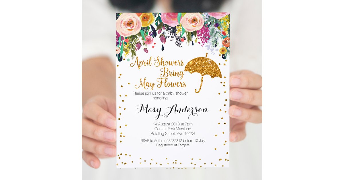 Purple April Showers Baby Shower Invitation | Zazzle