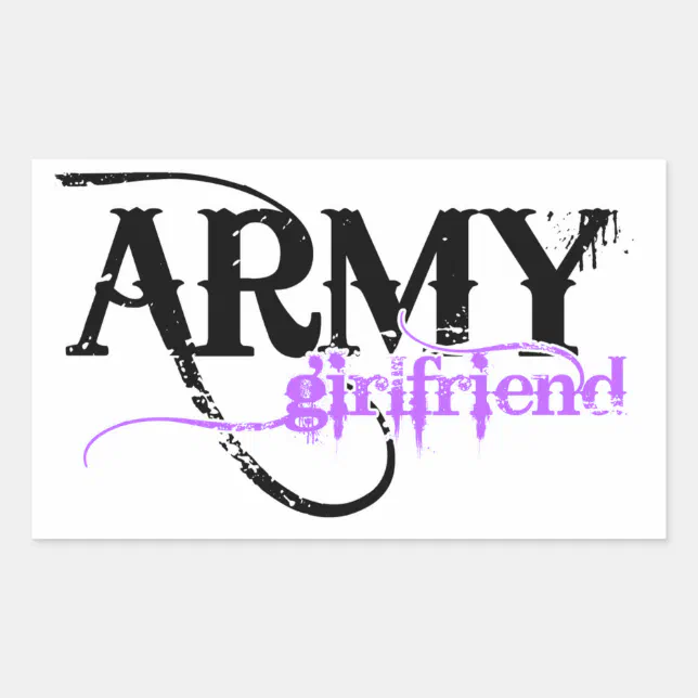 Purple Army Girlfriend Rectangular Sticker | Zazzle
