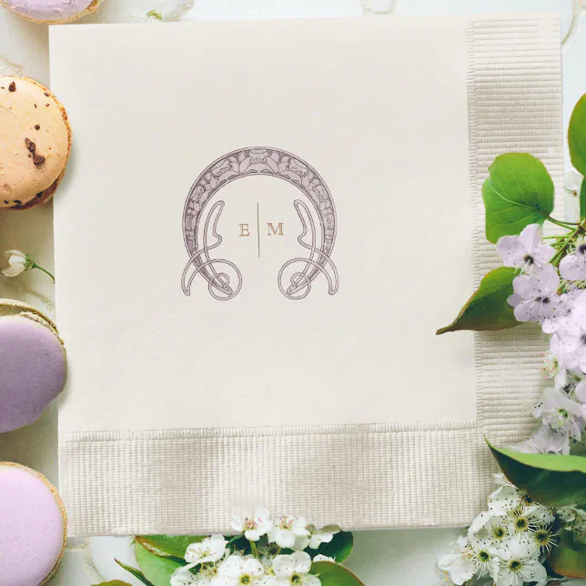 Purple Art Nouveau Mucha Monogram Initials Table Napkins | Zazzle