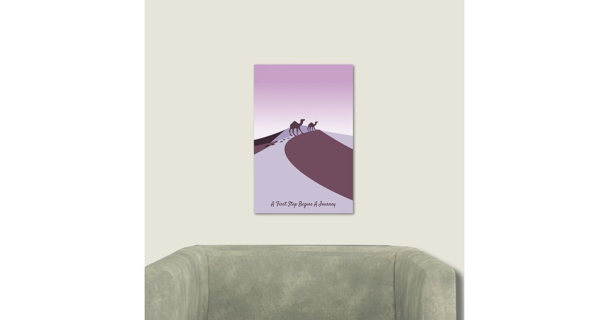 Purple Art, Slogan, Camels Walk The Desert Poster | Zazzle