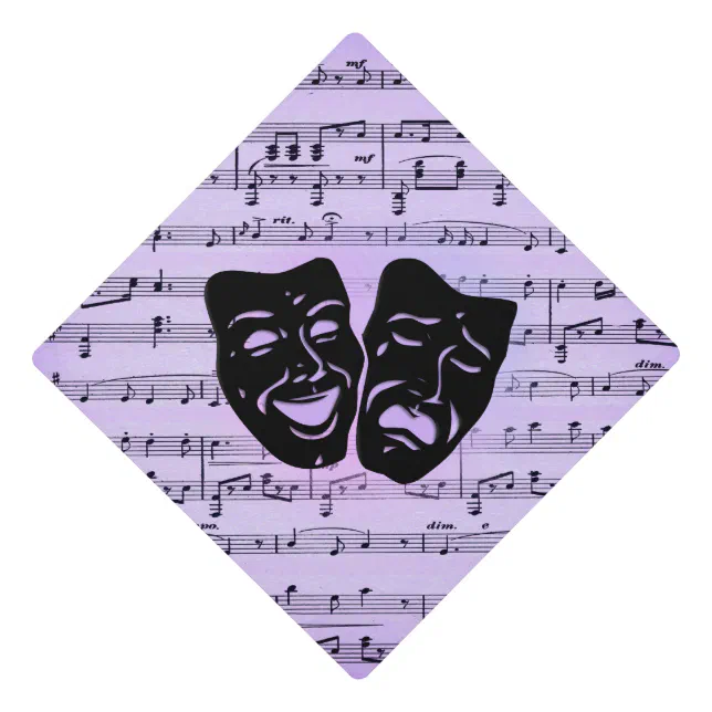 Purple Art Unites Theater Masks Graduation Cap Topper | Zazzle
