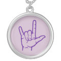 Purple ASL I Love You Hand Necklace | Zazzle