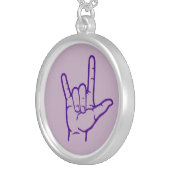 Purple ASL I Love You Hand Necklace | Zazzle