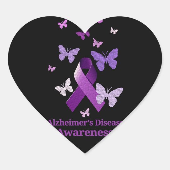 Purple Awareness Ribbon: Alzheimer's Disease Heart Sticker | Zazzle.com Purple Awareness Ribbon: Alzheimer's Disease Heart Sticker | Zazzle.com