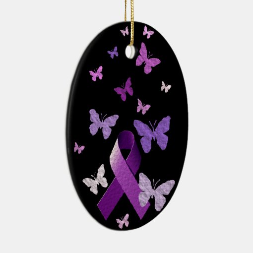 Purple Awareness Ribbon Ceramic Ornament | Zazzle