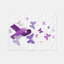 Purple Awareness Ribbon Fleece Blanket | Zazzle