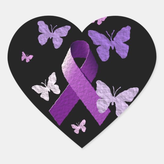 Purple Awareness Ribbon Heart Sticker | Zazzle.com