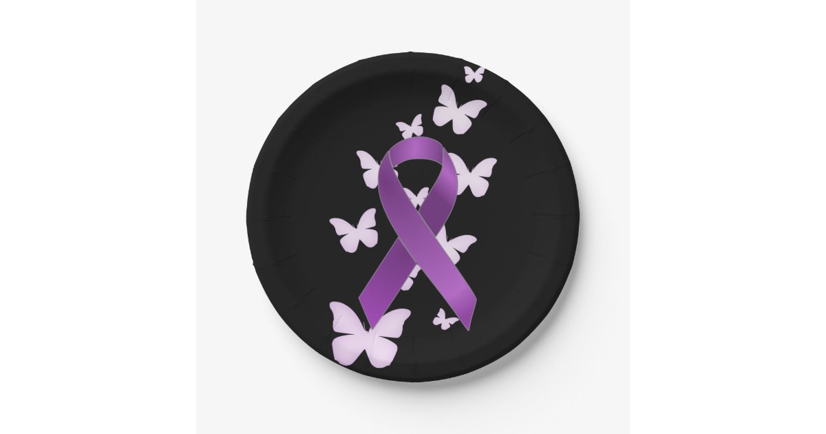 Purple Awareness Ribbon Paper Plates | Zazzle
