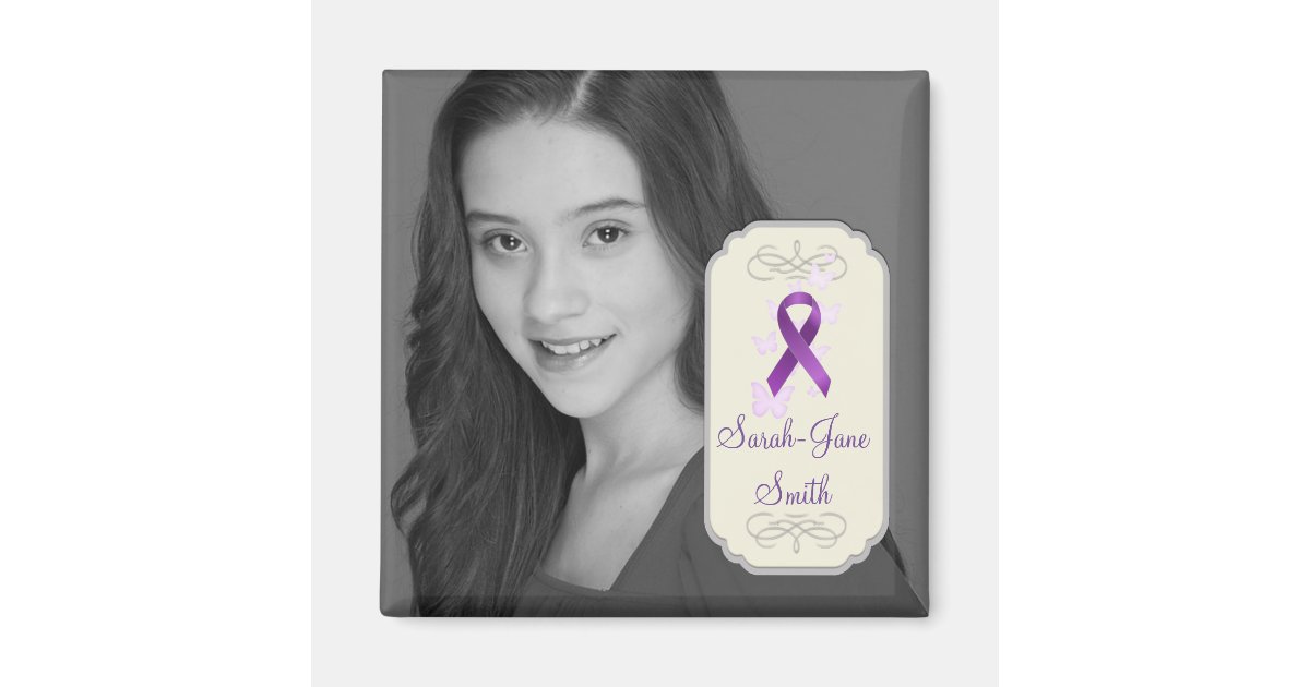 Purple Awareness Ribbon Photo Keepsake Magnet | Zazzle