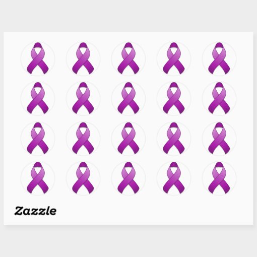 Purple Awareness Ribbon Round Sticker | Zazzle