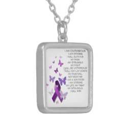 Purple Awareness Ribbon with poem Silver Plated Necklace | Zazzle