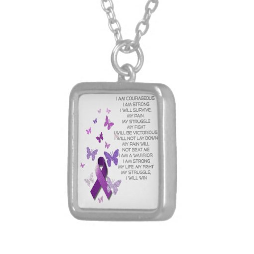 Purple Awareness Ribbon with poem Silver Plated Necklace | Zazzle