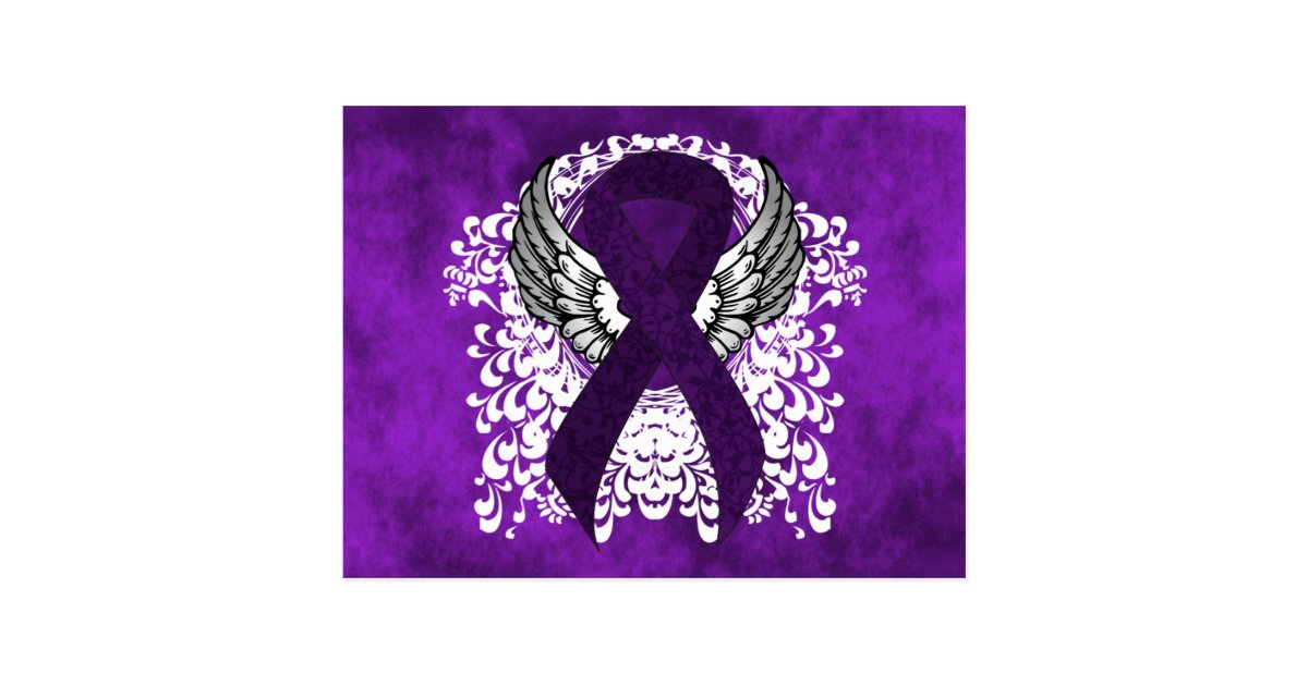 Purple Awareness Ribbon with Wings Postcard | Zazzle.com