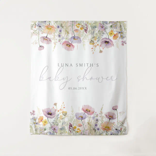 Purple Baby In Bloom Floral Baby Shower Backdrop | Zazzle