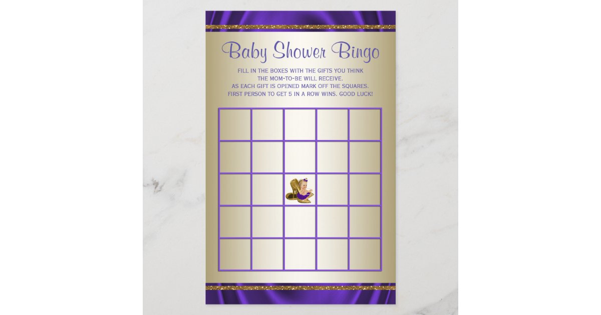 Purple Baby Shower Bingo Girl Baby Shower Games | Zazzle