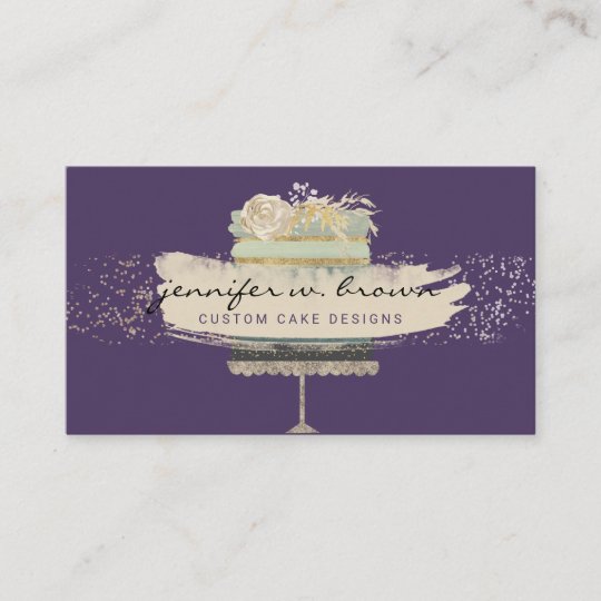 Purple Background Bakery Bright Wedding Cake Business Card | Zazzle.com