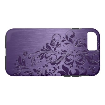 Purple Background With Deep Purple Floral Lace Case-Mate iPhone Case ...