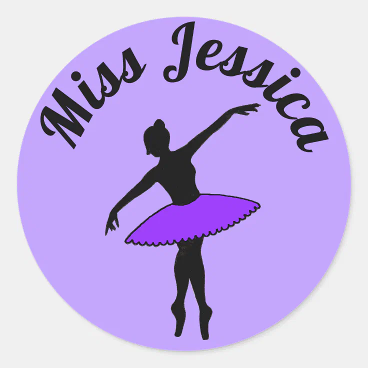 Purple Ballerina Ballet Dance Teacher Pointe Tutu Classic Round Sticker ...