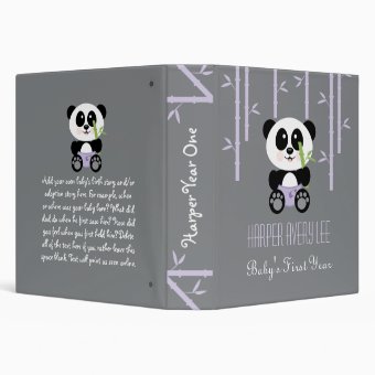 Purple Bamboo Panda in Diapers Baby Photo Album 3 Ring Binder | Zazzle