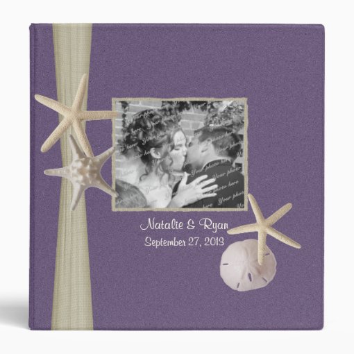 Purple Beach Starfish and Photos 3 Ring Binder | Zazzle