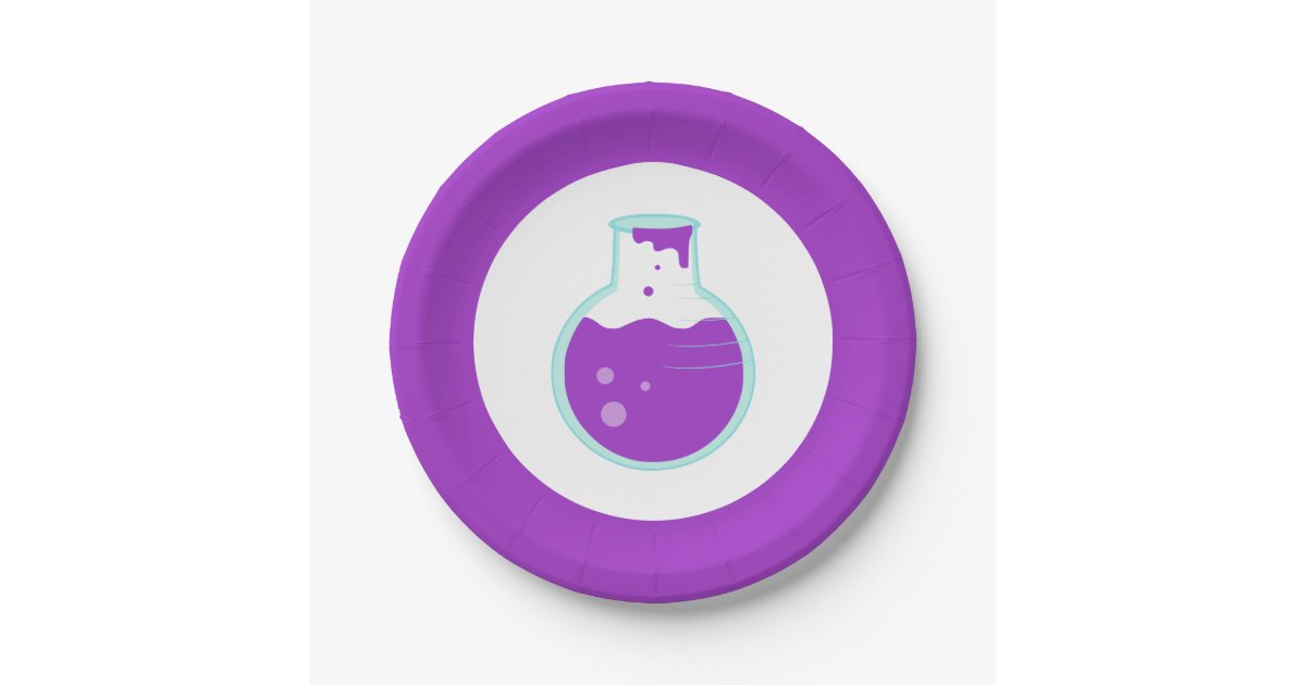 Purple Beaker Science Party Paper Plates | Zazzle