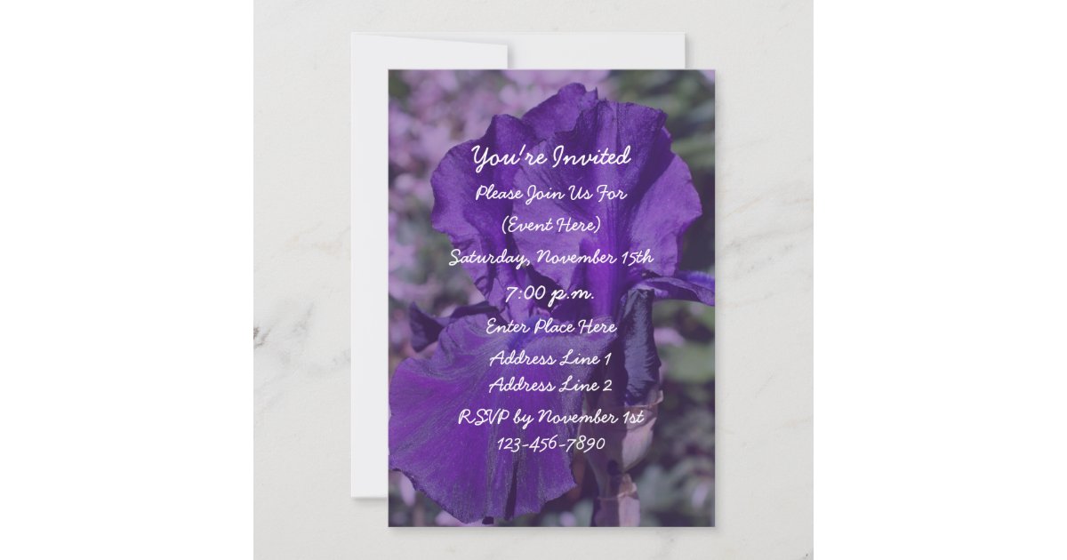 Purple Bearded Iris Flower Party Invitation | Zazzle