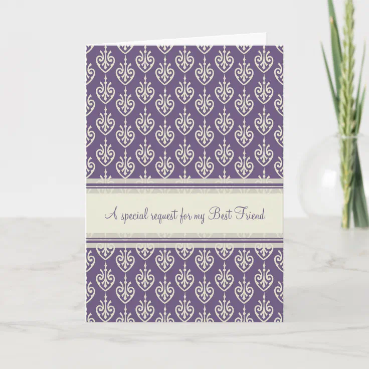 Purple Best Friend Matron of Honor Invitation Card | Zazzle
