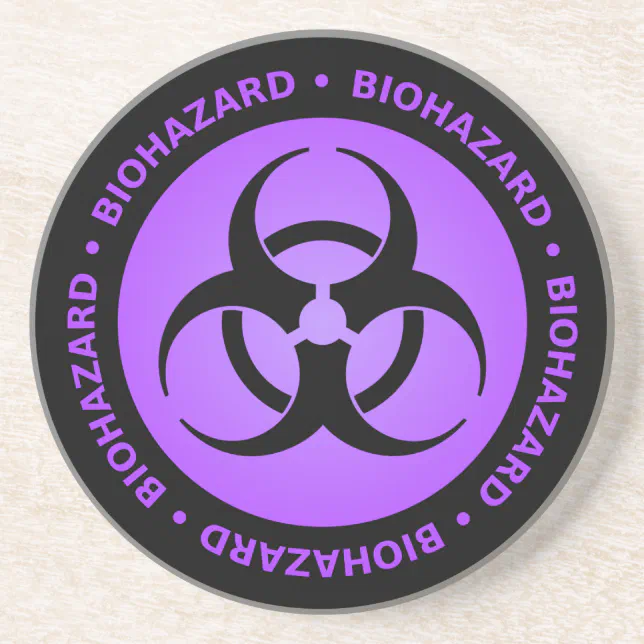 Purple Biohazard Warning Coaster | Zazzle