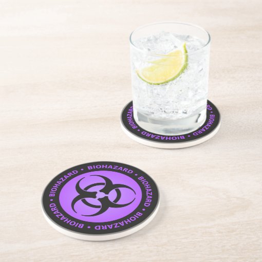 Purple Biohazard Warning Coaster | Zazzle