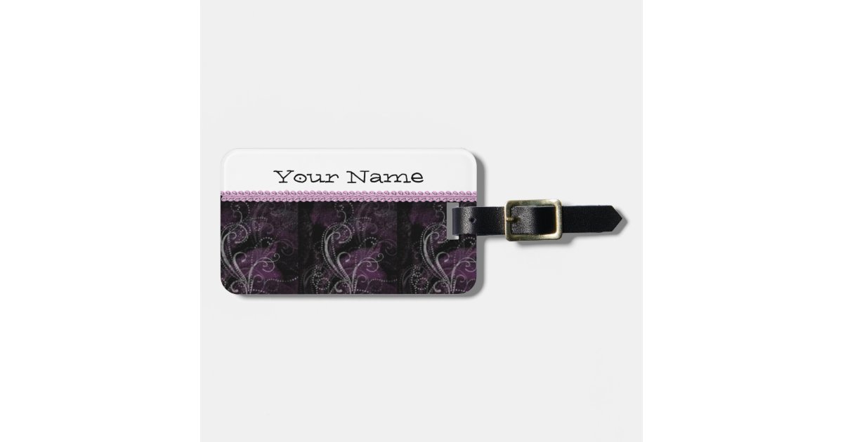 PURPLE & BLACK BAG TAG TEMPLATE | Zazzle