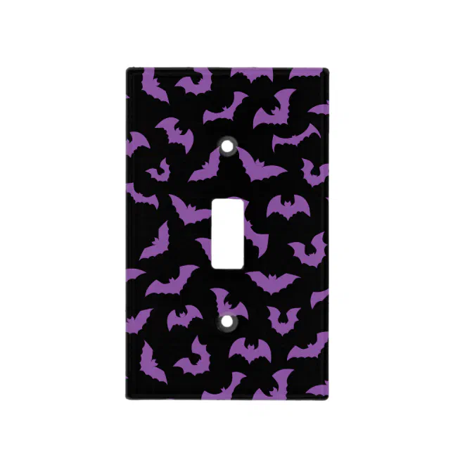 Purple black bats witch horror light switch cover | Zazzle