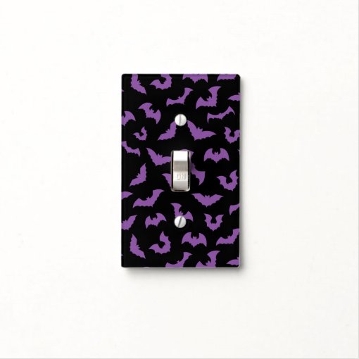 Purple black bats witch horror light switch cover | Zazzle