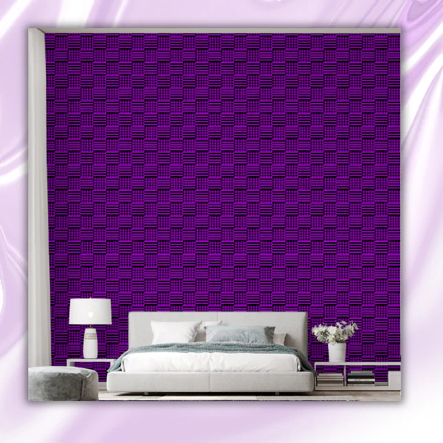 Purple & Black Buffalo Plaid & Stripes | Wallpaper | Zazzle