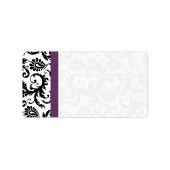 Purple & Black Damask Dots Shipping Label | Zazzle