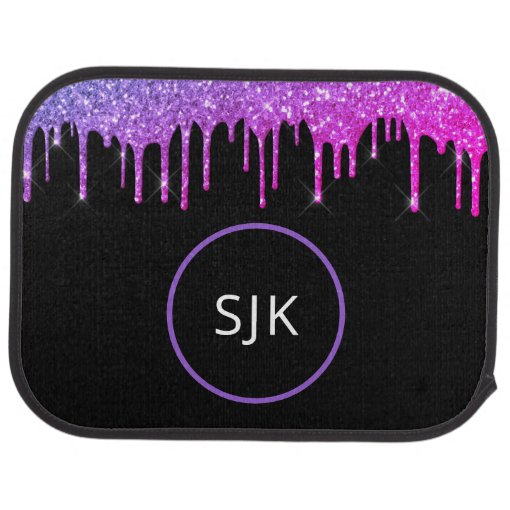 Purple Black Glitter Sparkle Monogram Car Floor Mat | Zazzle